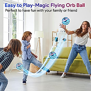 Flying Orb Ball Toy 2023 Upgraded, Hover Orb Ball with Lights, Hand Controlled Flying Spinner Mini Drone Ball, Magic Boomerang Ball Drone, Cool Toys Birthday Gift for Kids Adults Indoor Outdoor (Blue)