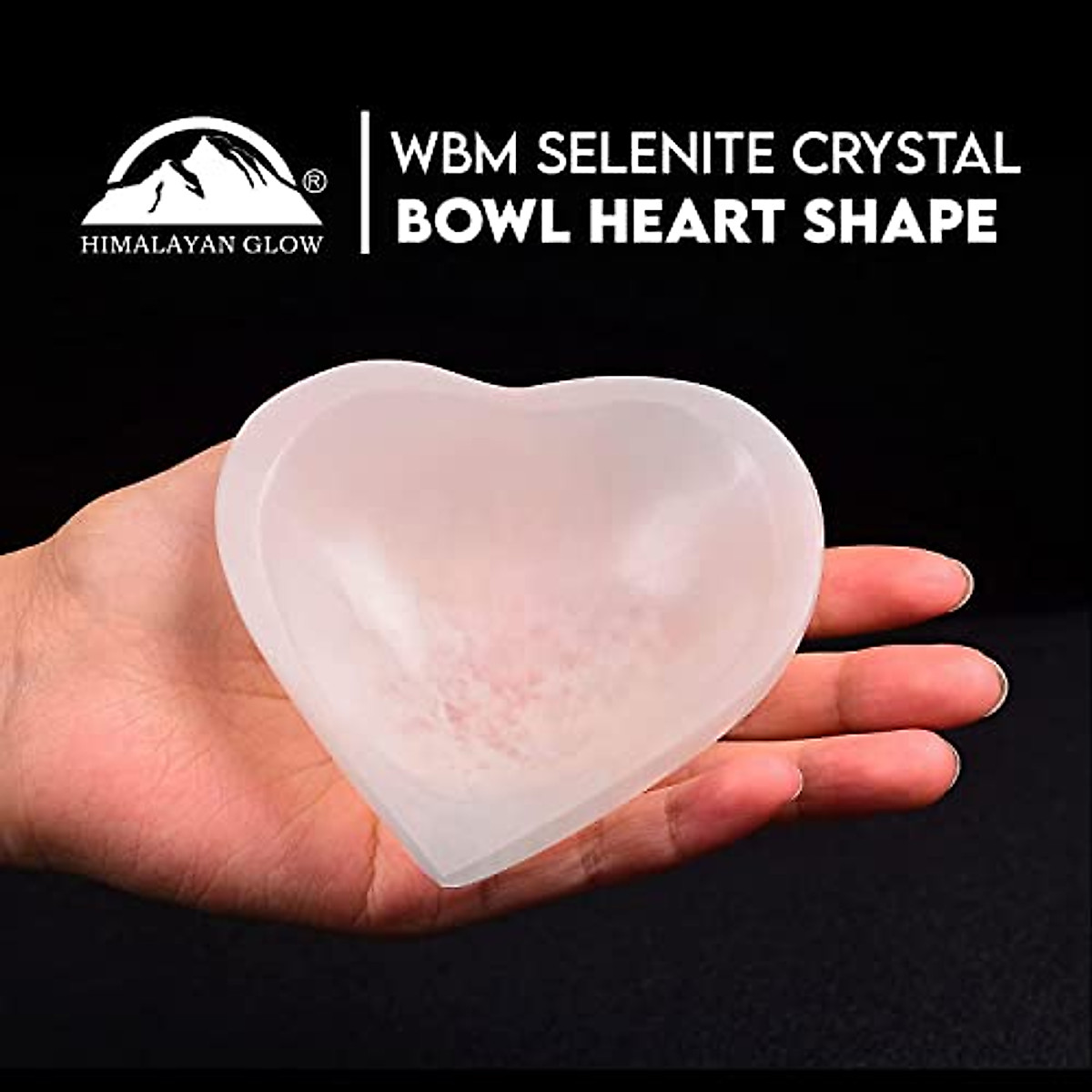 Himalayan Glow Selenite Crystal Heart Shape Bowl 10cm, Reiki Healing Medication & Home Decoration Stone, Ideal for Cleansing and Smudging Plate, White