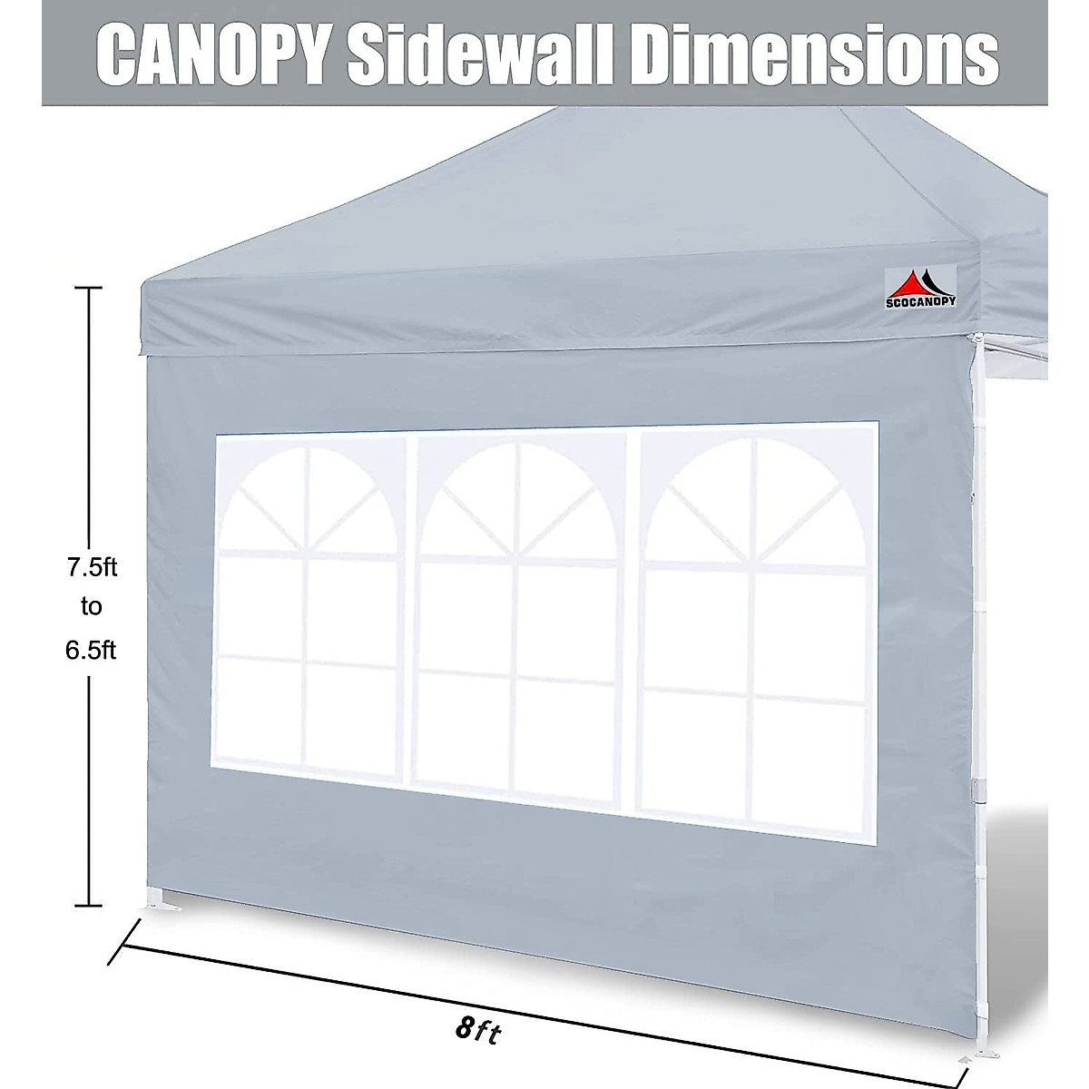 SCOCANOPY 2PCS SideWall with Window for 8x8 Canopy Frame (Grey)