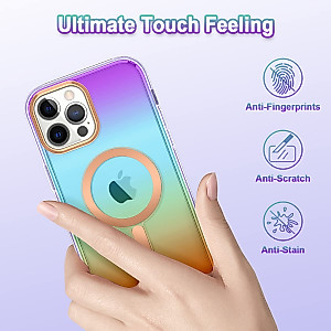 Rancase MagSafe-Compatible iPhone 12 Pro Max Case with Screen Protector, Shockproof Full Body Cover for Women & Girls, 6.7", Purple