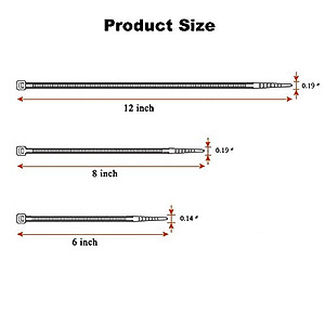 Multi-Purpose Cable Zip Ties, EMTSEB Heavy Duty UV Resistant Self Locking Fasten Wrap Nylon Cable Ties, Outdoor Indoor Purpos (8" 200 Pack Black)