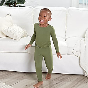 Gerber Unisex Baby Toddler Buttery Soft 2-Piece Snug Fit Pajamas with Viscose Made from Eucalyptus, Olive, 3T