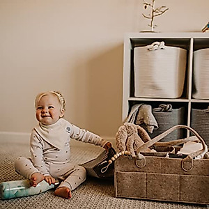 Parker Baby Rope Storage Cube Bin - 11 Inch Nursery Cubby Storage Bin Cubes for Cube Organizer, Closet Organizers and Storage Toy Bin, Rope Baskets Bins for Toy’s Storage - White