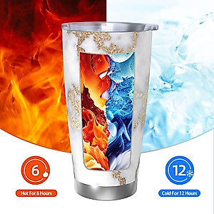 Modern Chic White Gold Foil Marble 20oz Tumbler Stainless Steel Vacuum Insulated Coffee Travel Mug Durable Insulated Coffee Travel Mug with Splash-Proof Lid Metal Straw and Brush Thermal Cup Outdoor