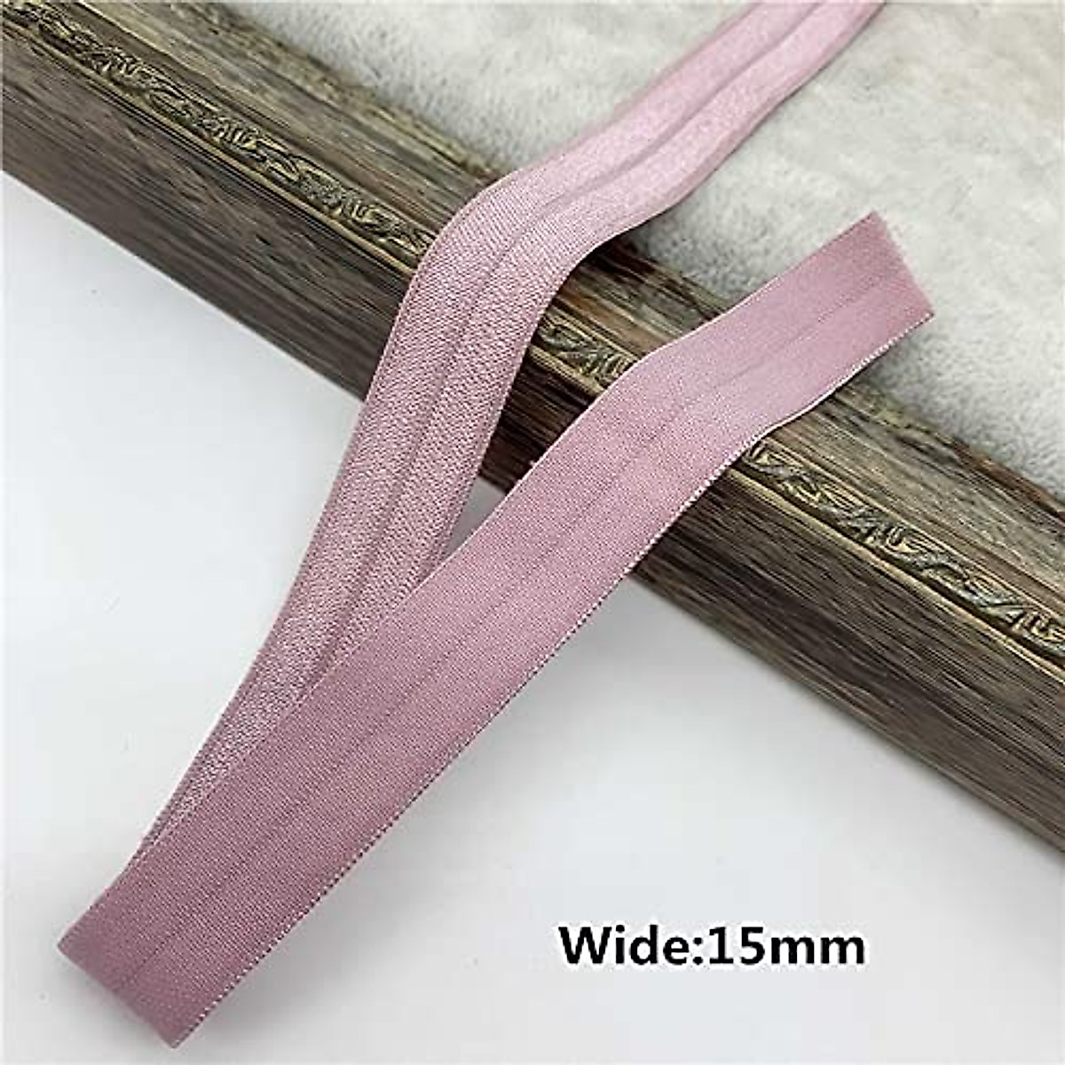 GMMDXD 3/10/15/20/25mm 5yards Elastic Ribbon Fold Over Spandex Elastic Band for Sewing Lace Trim Waist Band Garment Accessory (Color : 05 15mm)