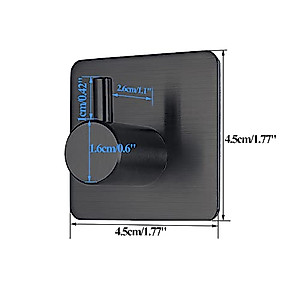 Fotosnow Black Adhesive Towel Hooks Heavy Duty Stick on Wall Hooks Shower Hooks for Bathroom Kitchen Door-4 Packs