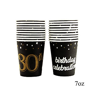102-Piece 30th-Birthday Party Supplies Set With 30th Birthday Plates and Napkins, Cups, Banner, and Tablecloth, Serves 25. 30th birthday decorations for Men and Women