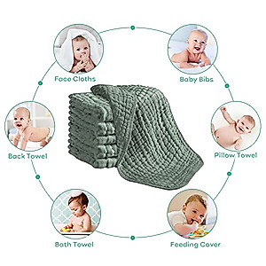 Looxii Muslin Burp Cloths 100% Cotton Muslin Cloths Large 20''x10'' Extra Soft and Absorbent 6 Pack Baby Burping Cloth for Boys and Girls (Dark Green)
