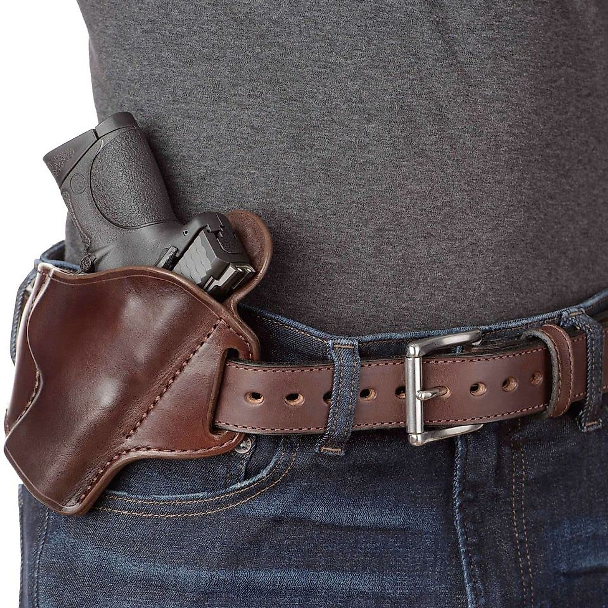 Bullhide Belts Mens Leather Belt for Casual Dress, 1.50" Wide, Brown, 38 Inches