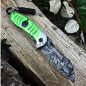 New NEW! Z-Hunter Green Grey Razor Style Spring Open Assisted Folding Pro Tactical Knife Zombie Dead Survival Camping Outdoor Knife TG-0454M by ProTacticalUS