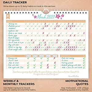 Clever Fox Habit Tracker Calendar – Inspirational Goal Tracker and Habit Calendar for Atomic Habits – Colorful Habit & Goal Planner Journal to Boost Productivity – 24 Months, 10″ x 8″ (Black)