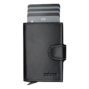 pularys Mini Wallet LONDON - Credit Card Holder Made of Italian Leather - RFID blocking - Up to 9 Card Slots - Coin Pocket - For Men and Women - Classic Design