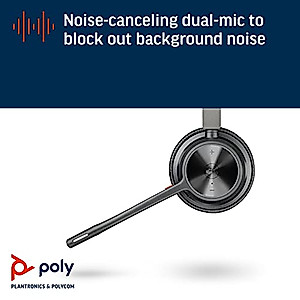 Poly - Voyager 4320 UC Wireless Headset (Plantronics) - Headphones with Boom Mic - Connect to PC/Mac via USB-A Bluetooth Adapter, Cell Phone via Bluetooth - Works with Teams (Certified), Zoom & More