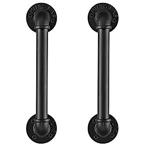 Licperron Barn Door Handle, Black Rustic Sliding Door Handles for Sliding Door, Interior Door, Garage, Towel, 2 Pack, 12 Inch