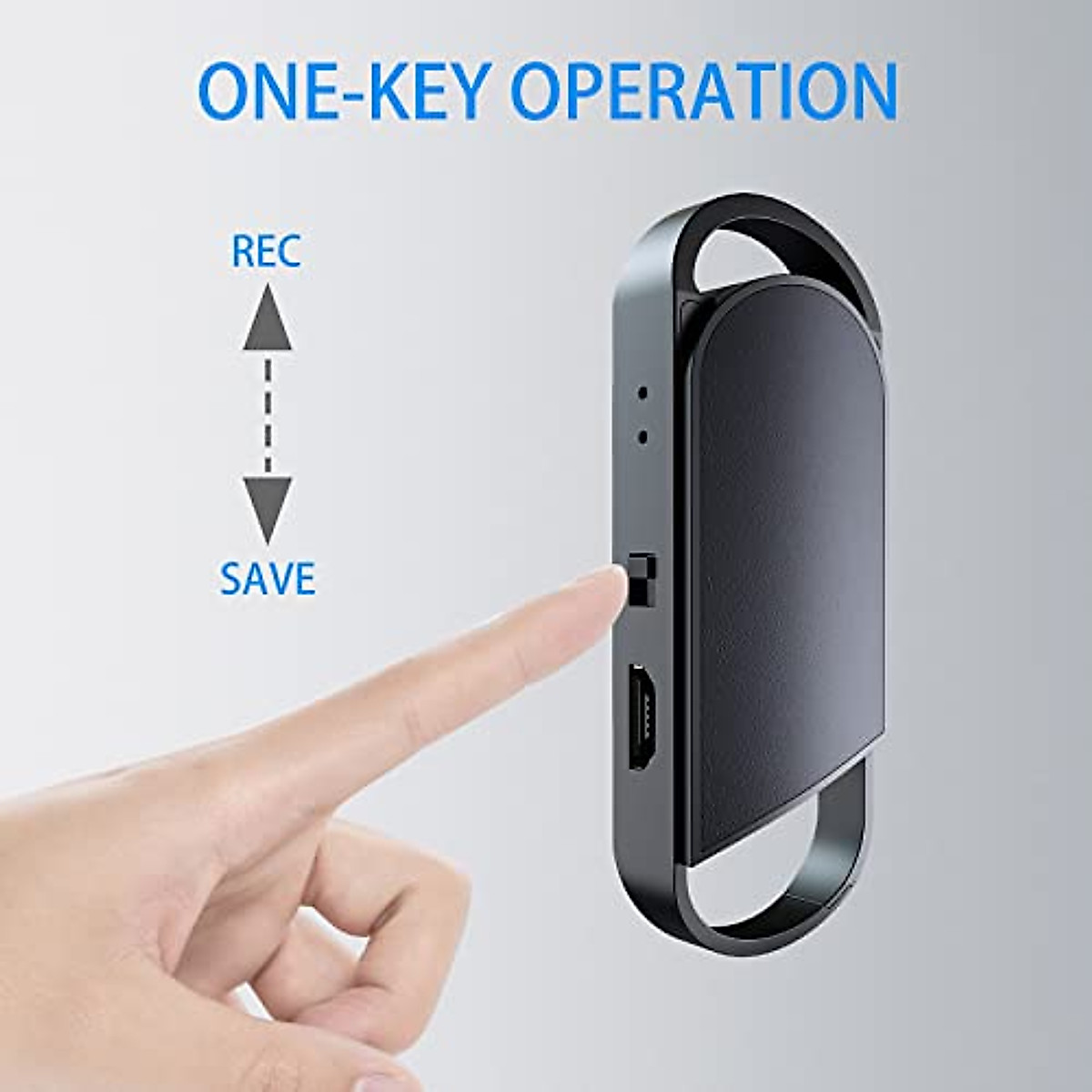 64GB Voice Recorder with Playback, Keychain Voice Activated Recorder with Triple Noise Reduction, Mini Recorder with 750 Hours Storage and 30 Hours Battery Time, for Class Lecture, Interview, Meeting