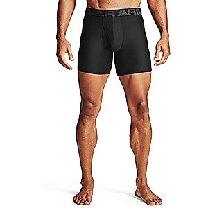 Under Armour mens Tech 6-inch Boxerjock 2-Pack , Black (001)/Black , Medium