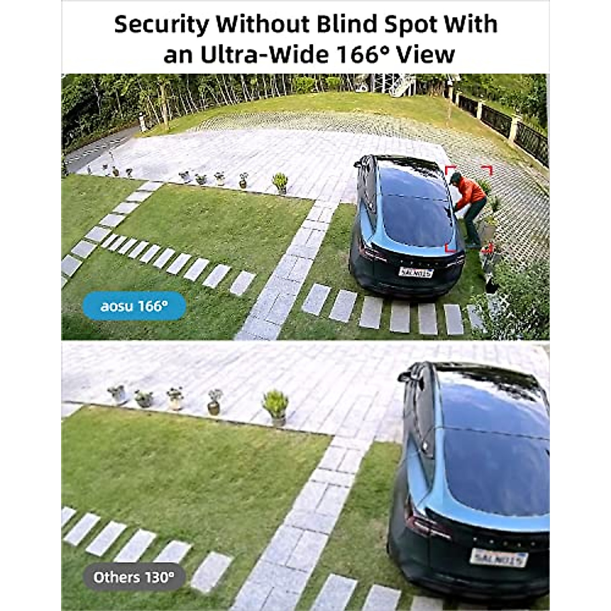 AOSU Security Cameras Wireless Outdoor, 5MP Ultra HD Wireless Security Camera System, 2 Camera kit with 166° Wide Angle, 240-Day Battery Life,Spotlight Camera, 32G Local Storage, No Monthly Fee