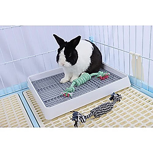 RUBYHOME Super Large Rabbit Litter Box 15" L x 12" W, Rabbit Potty Box Litter Pan for Cage, Extra Large Bunny Restroom Litter Tray Rabbit Toilet