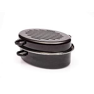 16.5"L x 15"W x 8"H (42cmx38cmx20.3cm) Uniware Healthy Enamel Coating Turkey Roaster, Roaster Pan for Turkey, Roaster for Chicken