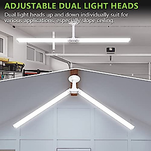 4 Pack 4FT LED Shop Light, Deformable LED Shop Light, E26 Base Easy Installstion Shop Lights Fixture, 6000LM, 50W [250W Equivalent], 5000K Daylight Shop Lights for Garages, Workshops, Basements, ETL