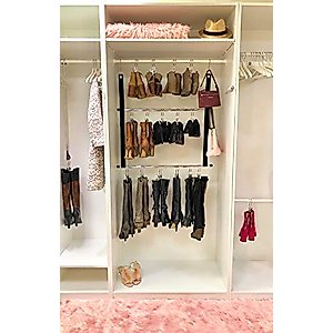 Deluxe 12-Pair Hanging Boot Storage - Double Decker Caddy Includes 12 Boot Hangers (Boot Organizer, Boot Hanger, Boot Storage System) (White System with 12 Boot Hangers)
