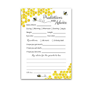 BEE Prediction and Advice Cards - Pack of 25 - Bumblebee Baby Shower Games, Yellow neutral Bumble bee New Parents, Mom & Dad to be, Mommy & Daddy Message, Honey bee Coed Activity Keepsake G620-PDAV