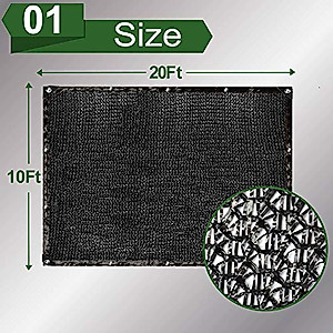 vensovo 50% Sunblock Shade Cloth Net Black Resistant - 10x20 Ft Garden Shade Mesh Tarp for Plant Cover, Greenhouse, Chicken Coop, Tomatoes, Plants