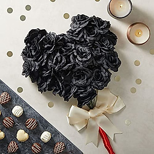 50 Pack Artificial Black Roses, 3 Inch Stemless Silk Flowers for Wall Decorations, Wedding Receptions, Faux Bouquets, Spring Decor, DIY Arts and Crafts Projects