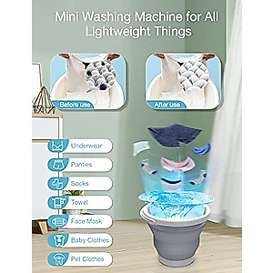 Portable Washing Machine, Mini Washing Machine Ultrasonic Turbine Wash, Mini Portable Washer for Underwear, Sock, Baby Clothes, Travel, Camping, Dorm, RV, Home Foldable Small Portable Laundry Machine