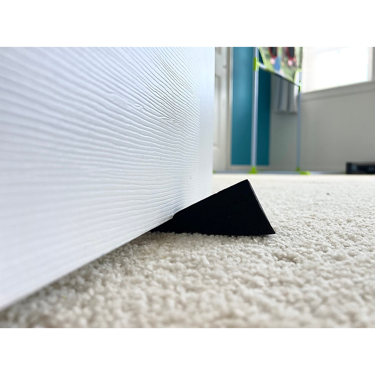 XCEL Lightweight, Light Duty 10 Pack Versatile Small Foam Wedge Door Stopper, Pinch Guard Safety for Kids, Multi-Surface, Multi-Use (Black, 10pk)