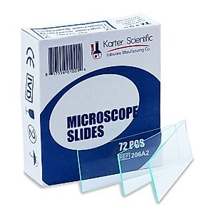 Microscope Slides, Ground Edges, Plain, 90 Corners, 3x1, Karter Scientific 206A2 (Pack of 72)