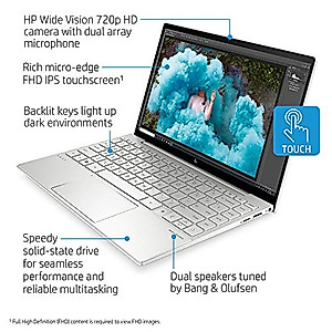 HP ENVY 13 Laptop, Intel Core i7-1165G7, 8 GB DDR4 RAM, 256 GB SSD Storage, 13.3-inch FHD Touchscreen Display, Windows 10 Home With Fingerprint Reader, Camera Kill Switch (13-ba1010nr, 2020 Model)