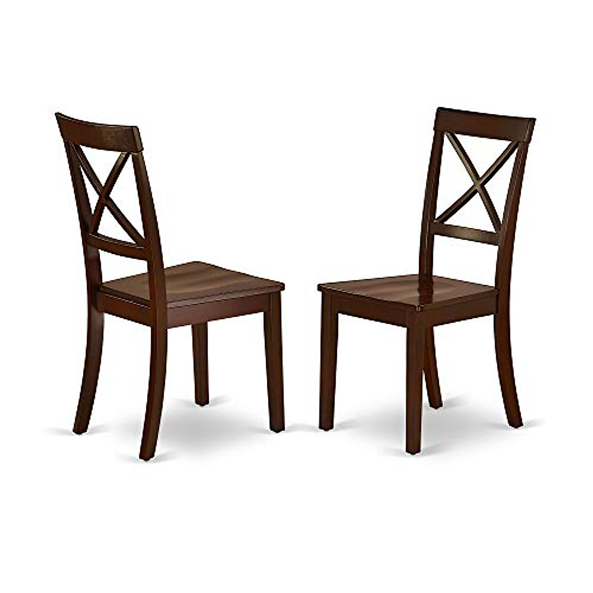 East West Furniture PSBO5-MAH-W 5Pc Dinette Set Includes a Rectangle 48/60 Inch Dinner Table with Butterfly Leaf and 4 Wood Seat Kitchen Chairs, Mahogany Finish