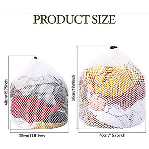 2 Packs Laundry Mesh Bags, Drawstring Net Laundry Bag for Washing Machine, Mesh Wash Bags Laundry Bags, Heavy Duty Dirty Clothes Washing Machine Bag, Travel Washing Bag for Cloths Blouse, Underwear