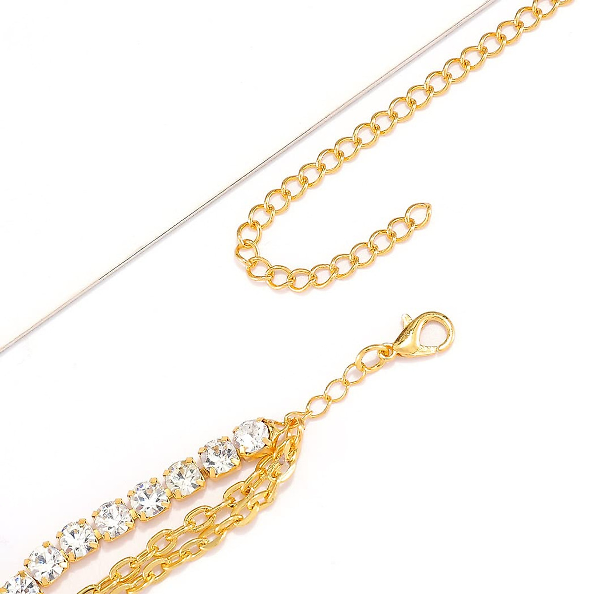 Asooll Gold Crystal Leg Chain Snake Rhinestones Thigh Chain Layered Leg Body Jewerly Fashion Beach Party Rave Body Accessories Jewelry for Women and Girls