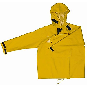 MCR Safety 2603X4 Hydroblast PVC/Polyester 3-Piece Rainsuit with Attached Hood, Yellow, 4X-Large