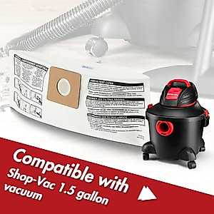Shop-Vac 5895100 1.5 Gallon 2.0 Peak HP Wet/Dry Vacuum + 90667 1.5-Gallon All Around Collection Bag,6 Pack