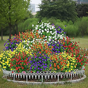 20 Bundles Artificial Flowers Outdoor Fake Flowers Faux Boston Plants Plastic Bouquet Fake Greenery UV Resistant No Fade Faux Shrubs Home Garden Porch Patio Office Yard Indoor Decoration (Red)