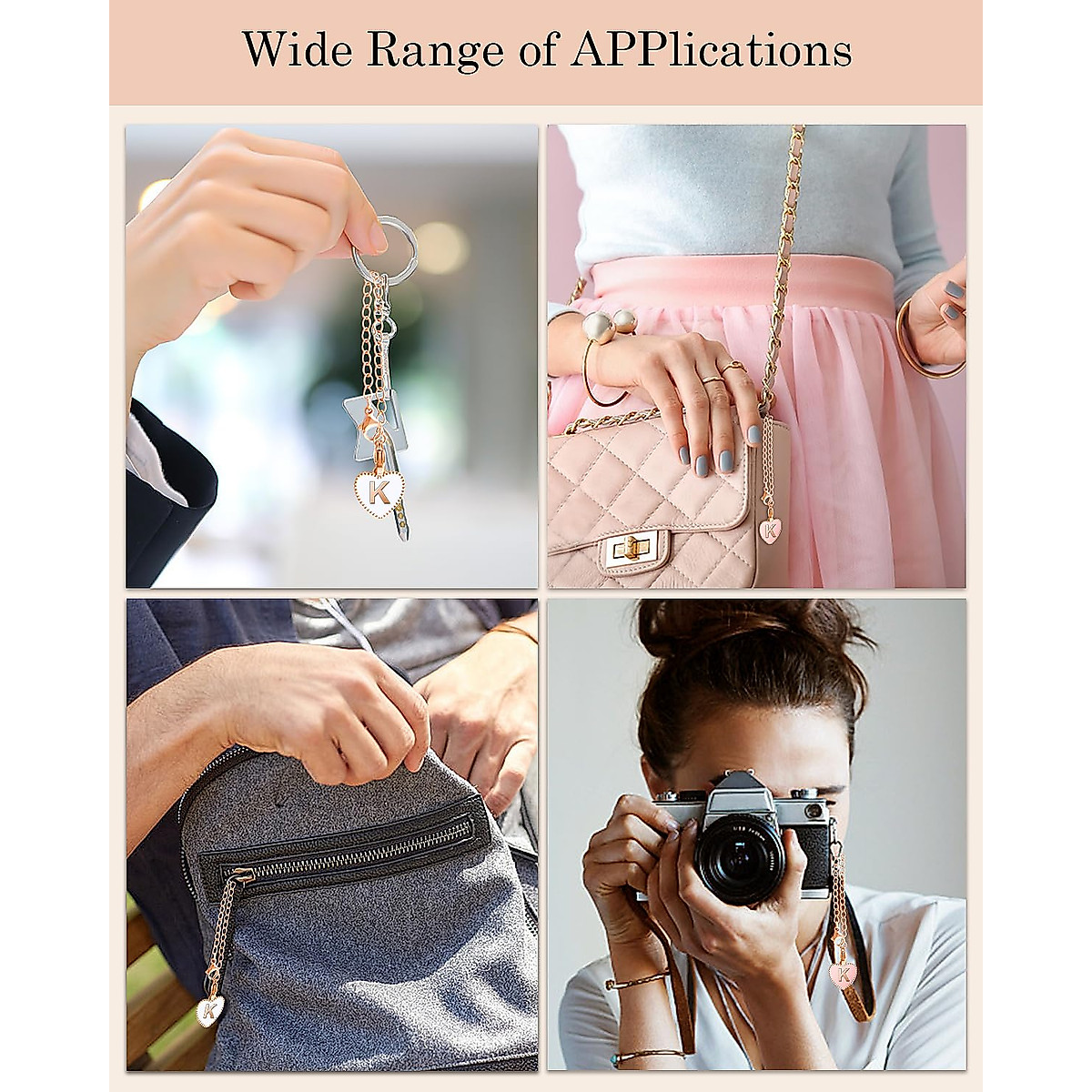 OriJoy Letter Charm Accessories for Stanley Cup, 2PCS Name ID Letter Handle Charm for Stanley/Simple Modern Tumbler, Heart Shape Initial Identification Pendant（K）