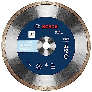 BOSCH DB869 8 In. Rapido Premium Continuous Rim Diamond Blade with 5/8 In. Arbor for Wet Cutting Applications in Glass Tile, Ceramic Tile