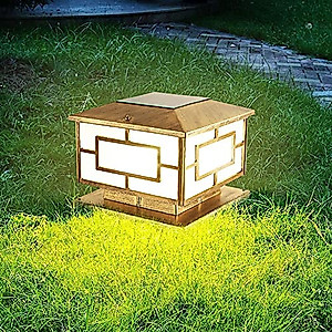 CZLZY Solar Outdoor Pillar Light Bronze Square Waterproof IP65 Column Lamp Exterior Rainproof Aluminum Acrylic Lampshade Post Lanterns Villa Garden Park Balcony Gate Street Lighting