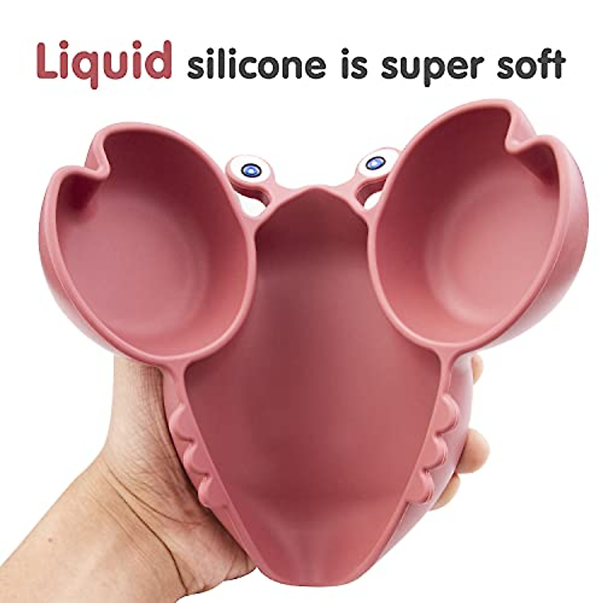 Qshare Toddler Plate, Portable Baby Plates for Toddlers and Kids, BPA-Free Strong Suction Plates for Toddlers, Dishwasher & Microwave Safe Silicone Placemat 9x6x1.4 inch