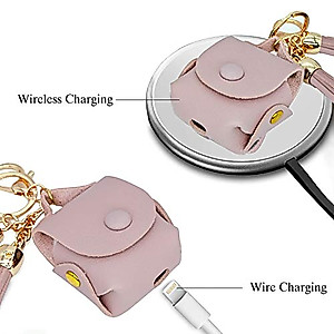MODOS LOGICOS Charging Case Cover for Apple Air Pods, PU Leather Case with a Couple of Drooping Tassels for Apple AirPods 1/2 Charging Case - TaroPurple