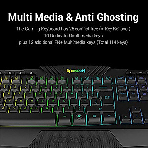 Redragon S101 Gaming Keyboard, M601 Mouse, RGB Backlit Gaming Keyboard, Programmable Backlit Gaming Mouse, Value Combo Set [New Version]