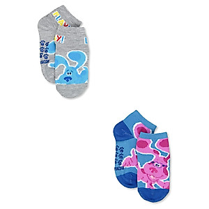 Nickelodeon Blueâ€™s Clues & You Boyâ€™s Toddler 6 Pack Quarter Gripper Socks (Small (4-6), Grey)
