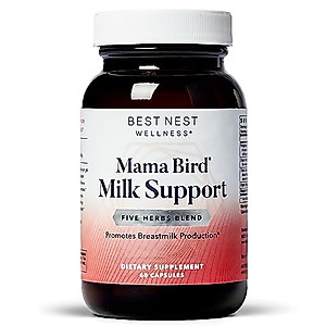 Mama Bird Milk Support, Breastfeeding, Lactation, Breast Milk Supply Increase, Fenugreek & Moringa Blend for Postpartum Nursing, Includes Bonus 10 Smoothie Recipes for New Moms, 60 Ct