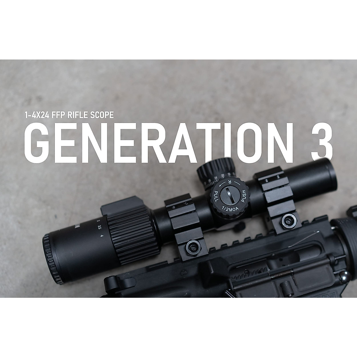 Monstrum G3 1-4x24 First Focal Plane FFP Rifle Scope with Illuminated MX1Reticle | Black
