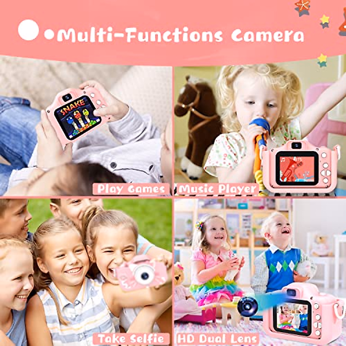 KeBuLe Kids Camera for Girls and Boys,Children Camera Digital Video, Kids Camera 2.0 Inches Screen 20.0MP Video, 32GB SD Card Include, Kid Toys Gift for Birthday, Chrismats Gift for 3-12 Years Old