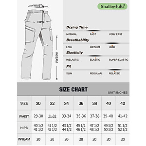 Shallowlulu Men's Hiking Pants Quick Dry Lightweight Waterproof Stretch Cargo Pants for Men with Multi Pockets for Camping Fishing Work(Dark Grey 34W/30L)