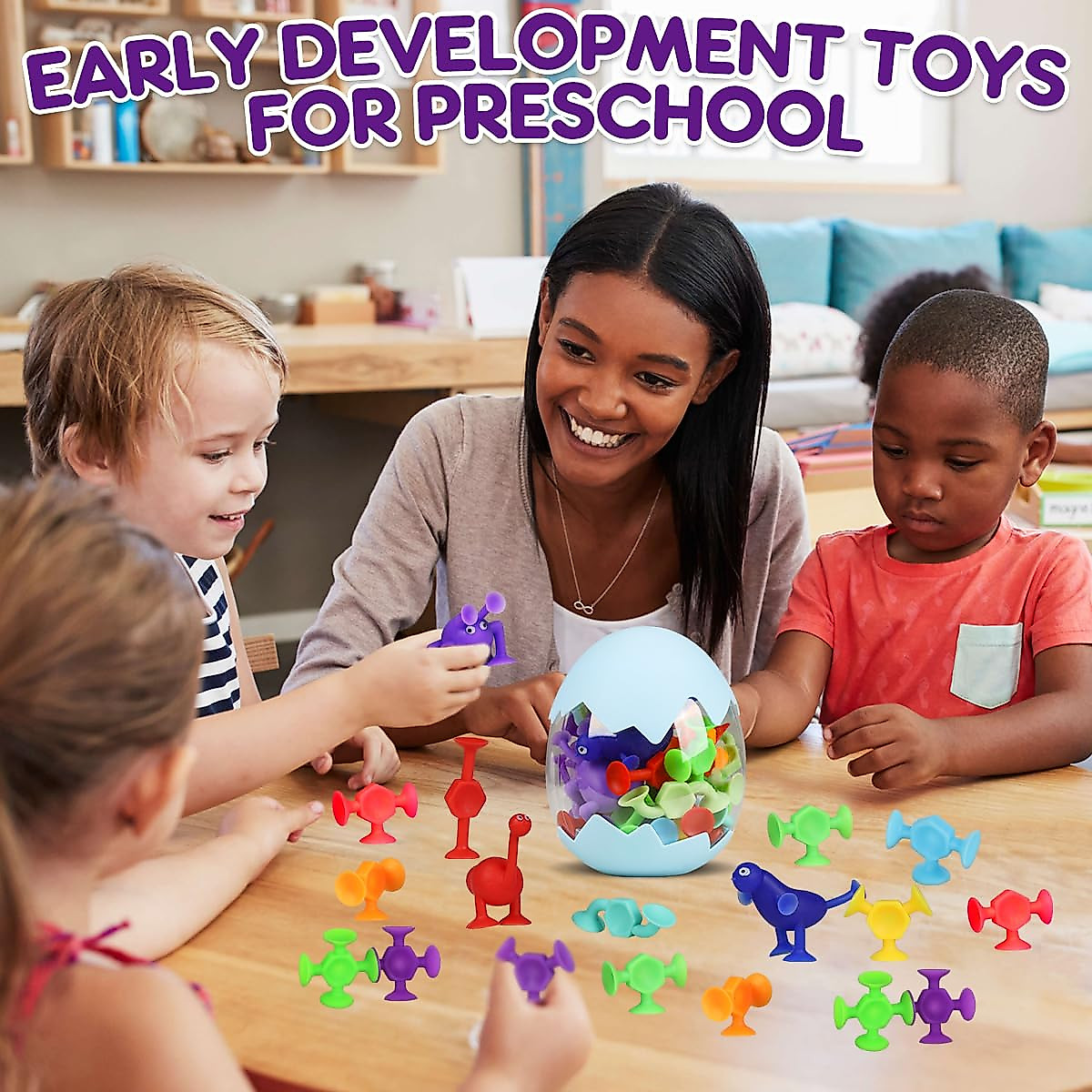 Bath Toys 27 PCS Suction Toys Sensory Toys for Kids Ages 4-8 Boys Girls Stress Release Toys Travel Toys Suction Cup Toys Silicone